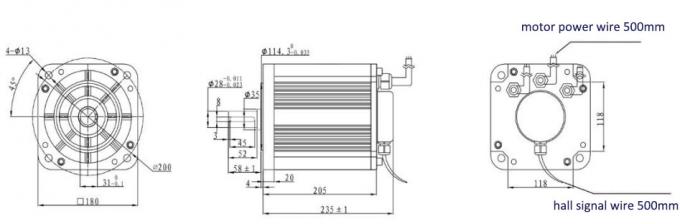 IP65 5000W 6.7HP Motor DC Brushless 3000rpm 15Nm Miniatur Bldc Motor